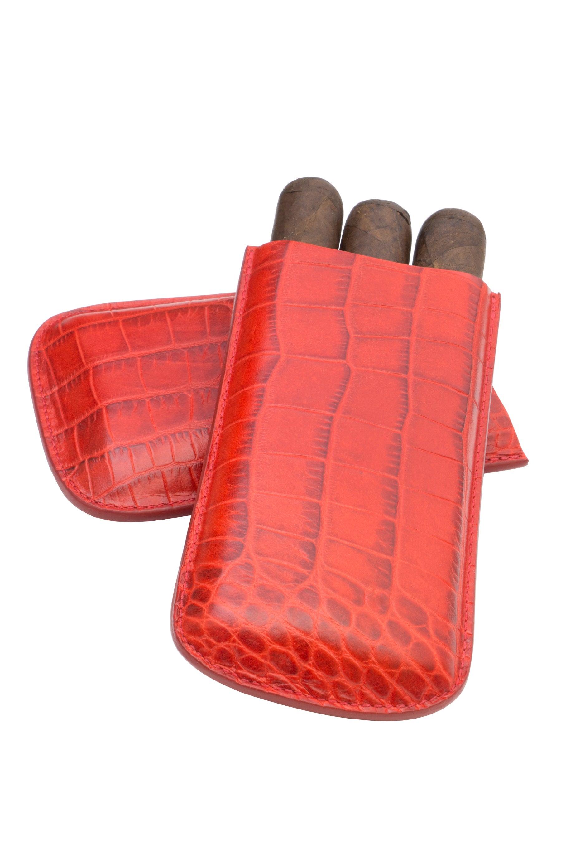Genuine Croco Embossed Leather Big 3-Finger Cigar Case | TF400 – hadley.